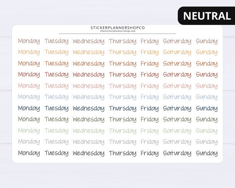 Transparent Days of the Week Sticker 77 Stickers - Etsy