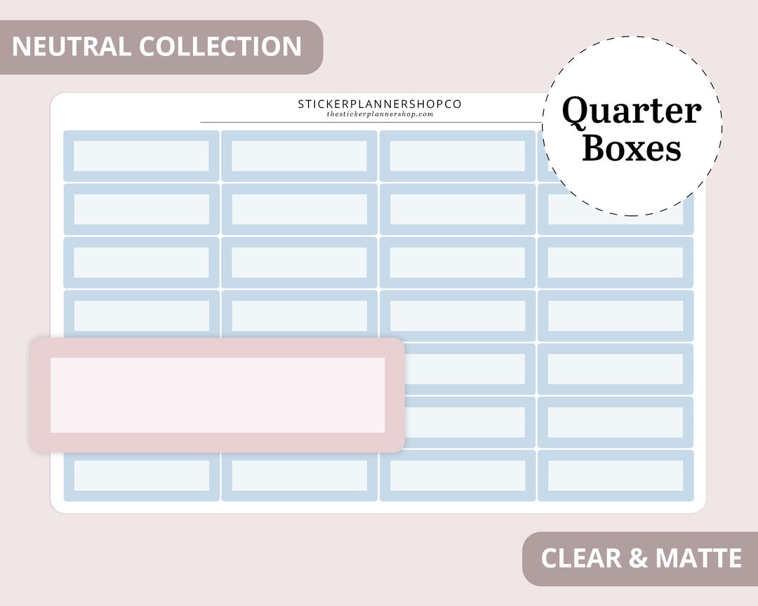 Quarter Functional Boxes - Functional Planner Stickers - Minimal ...