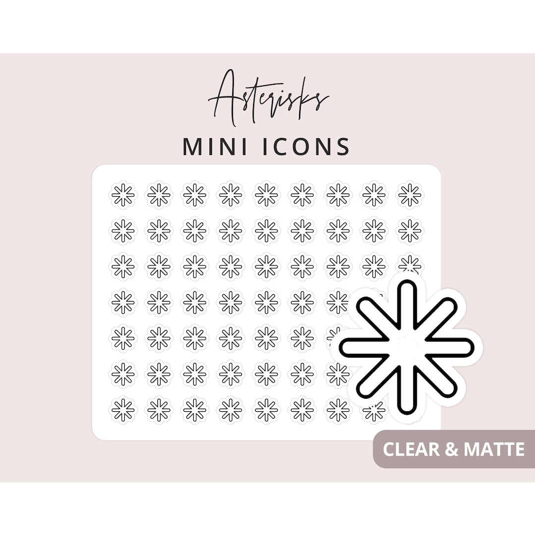 Asterisk Mini Icon Stickers, Planner Icon Sticker, Minimal & Functional ...