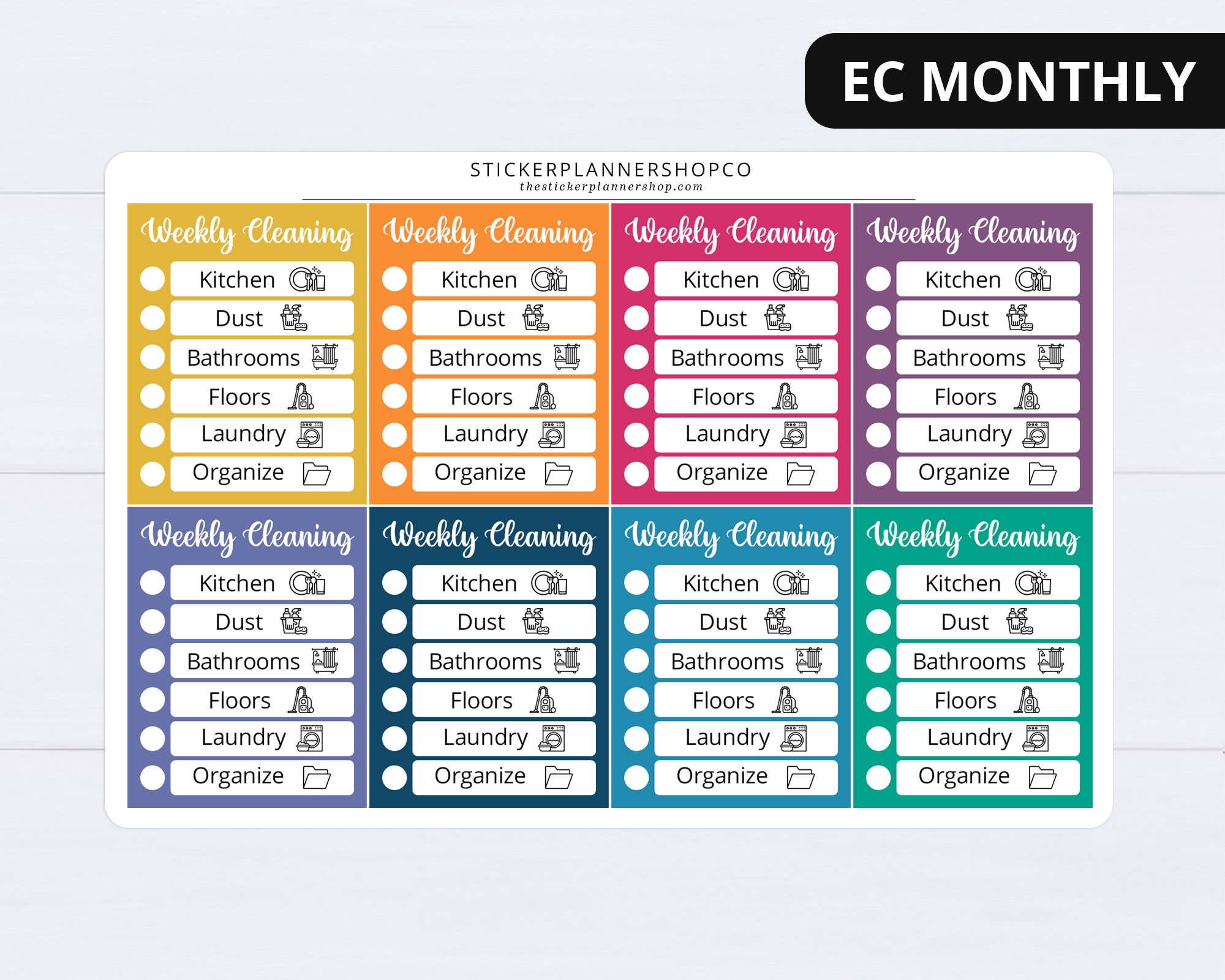 Weekly Cleaning Schedule Stickers - Cleaning Routine Sticker | House ...