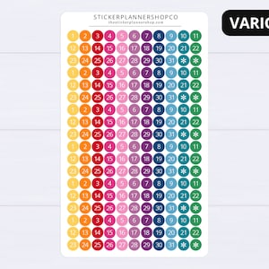 Date Dot Planner Stickers - Date Dots - Date Stickers - 198 Stickers - Etsy
