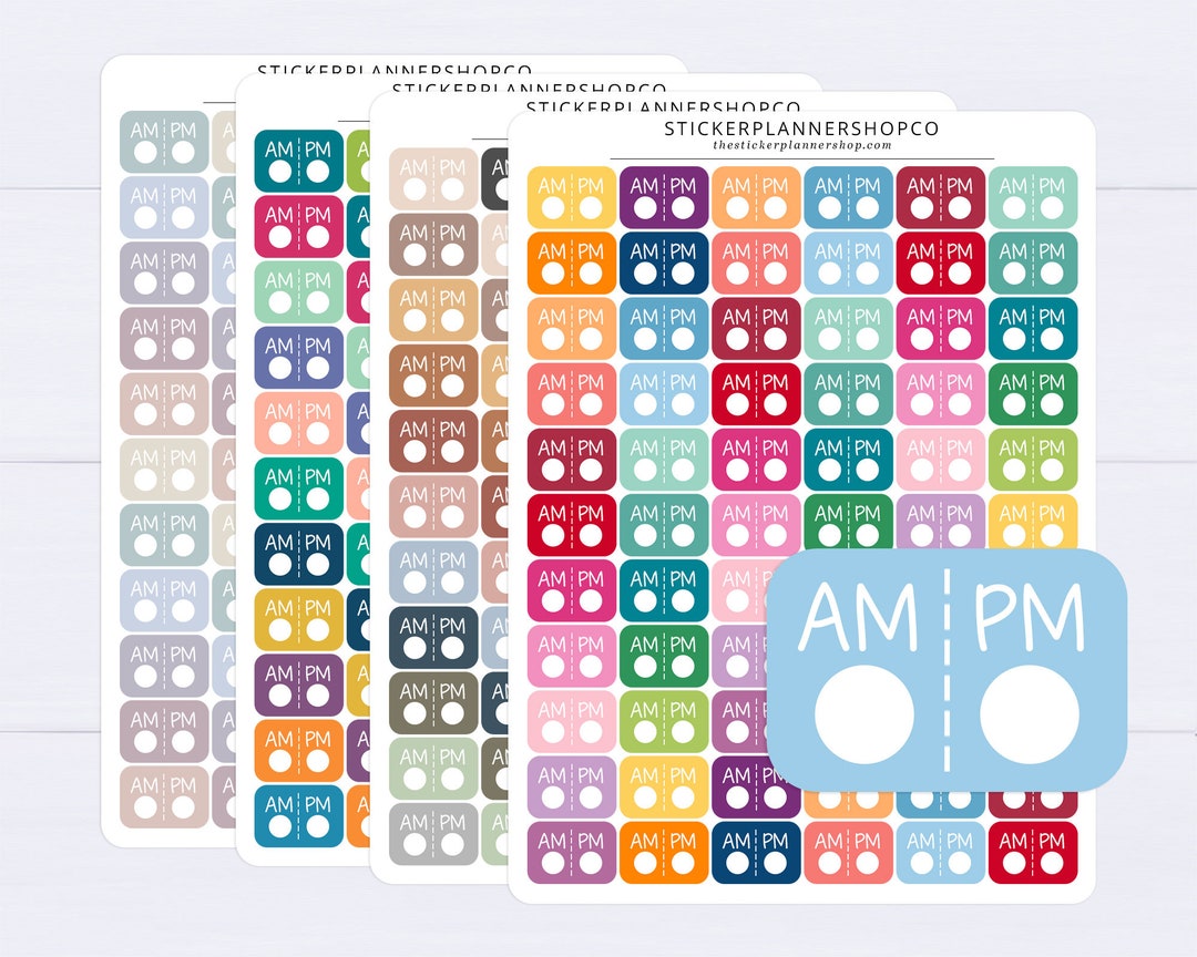 AM PM Planner Stickers - 66 Stickers - Etsy