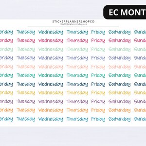 Transparent Days of the Week Sticker 77 Stickers - Etsy