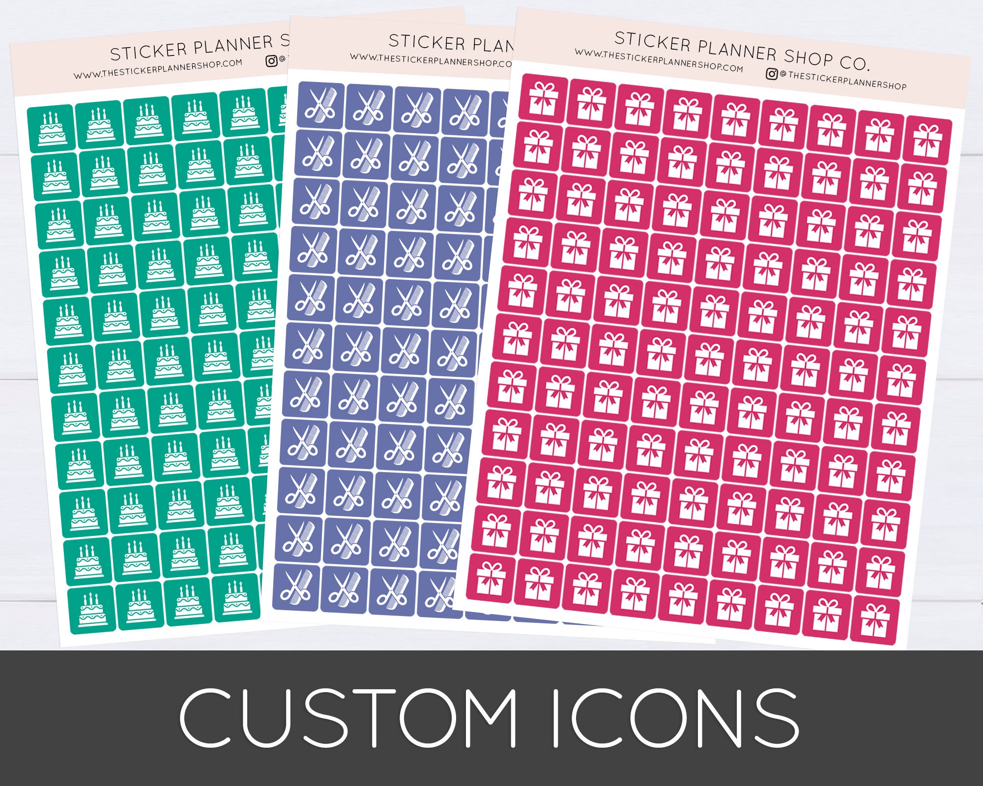 Custom Icon Sticker Sheet 90 Stickers Choose From 100 - Etsy