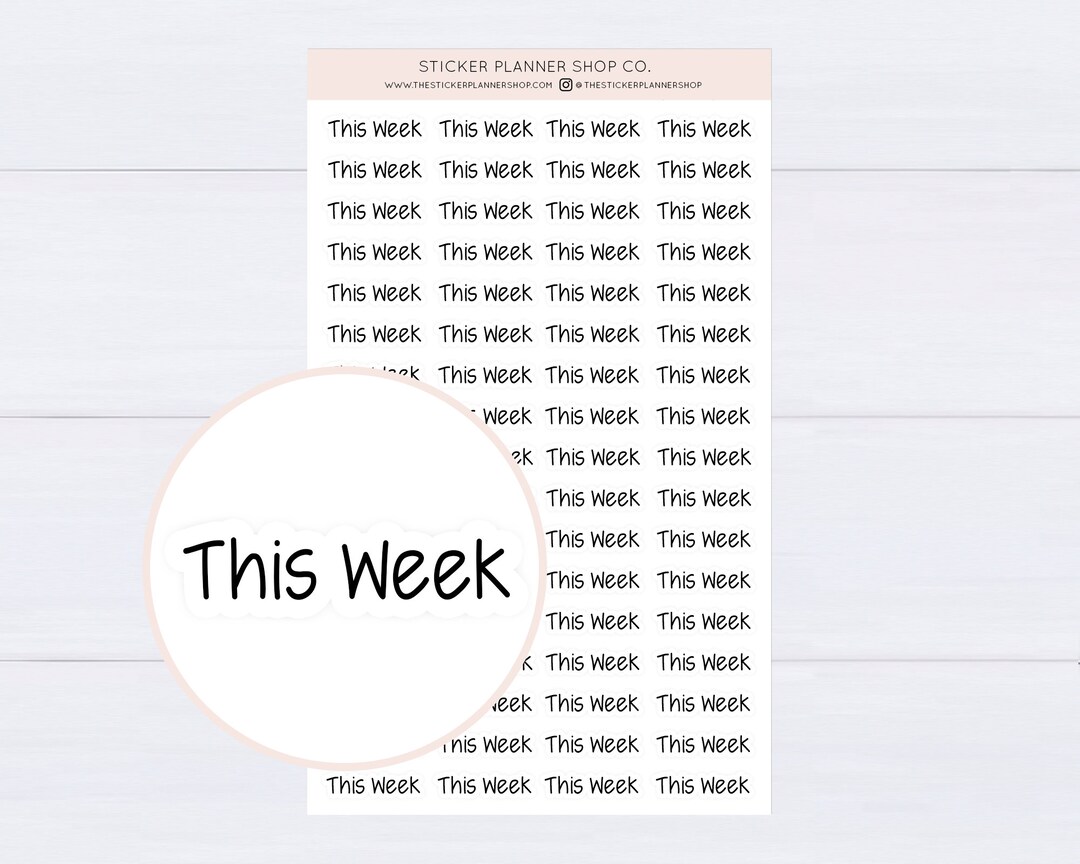 This Week Text Stickers 64 Stickers - Etsy