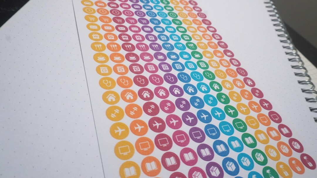 Functional Daily Dot Icon Stickers - 1 Single Color Choice - 198 ...