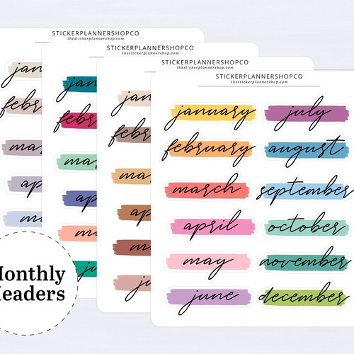 Monthly Header Stickers Months of the Year Sticker Sheet - Etsy