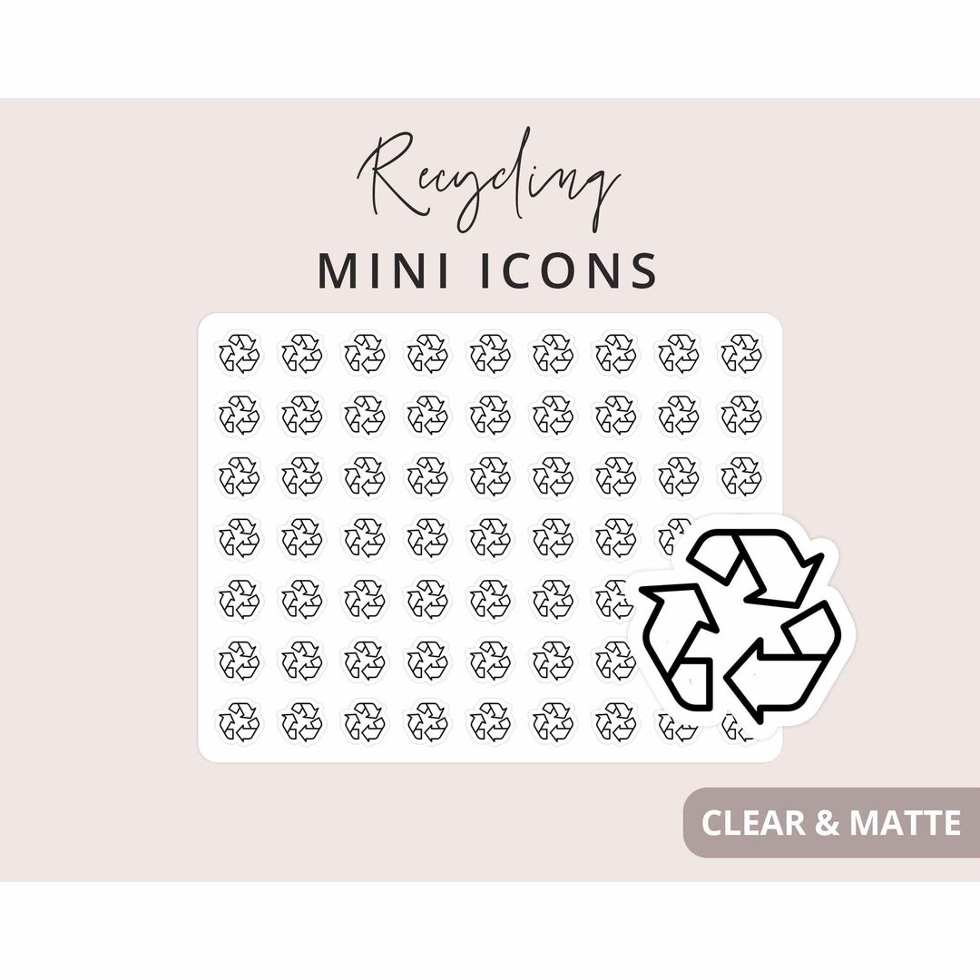 Recycling Mini Icon Stickers, Planner Icon Stickers, Minimal ...