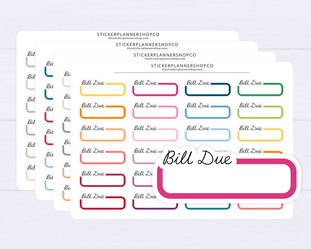 Bill Due Script Stickers - 24 Stickers - Etsy