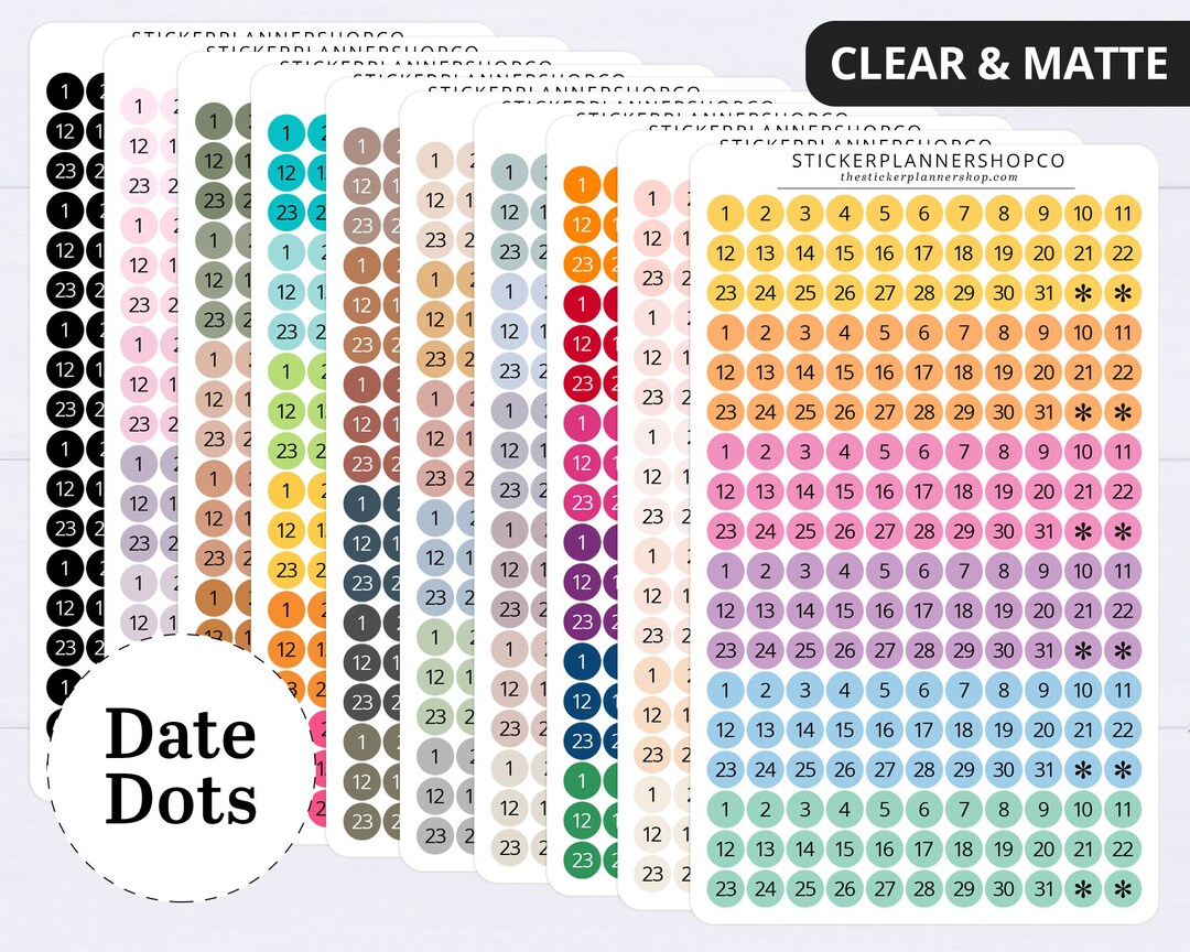Date Dot Planner Stickers - 198 Stickers - Date Dot Sticker - Etsy New ...