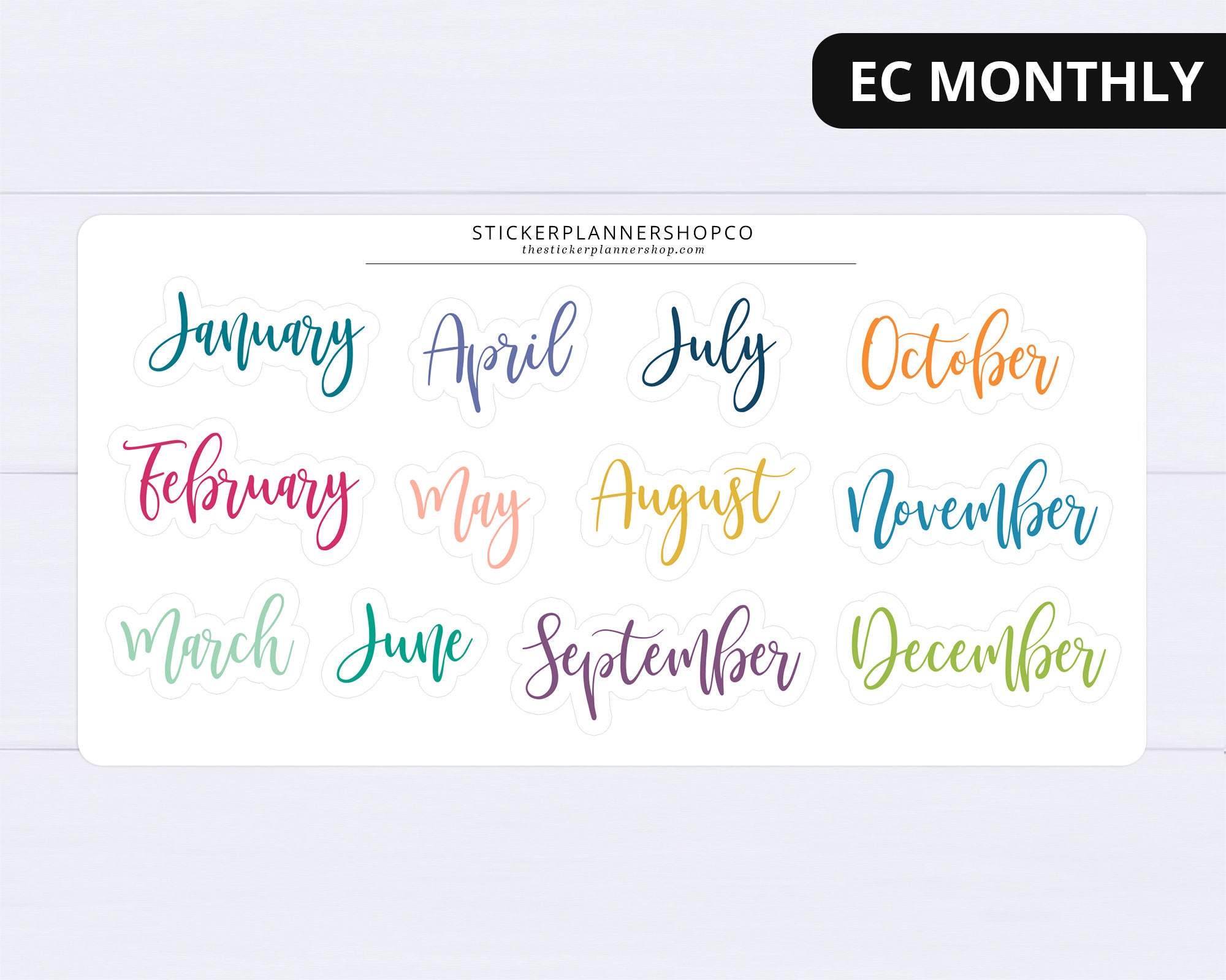 Month Script Planner Stickers Monthly Script Stickers - Etsy