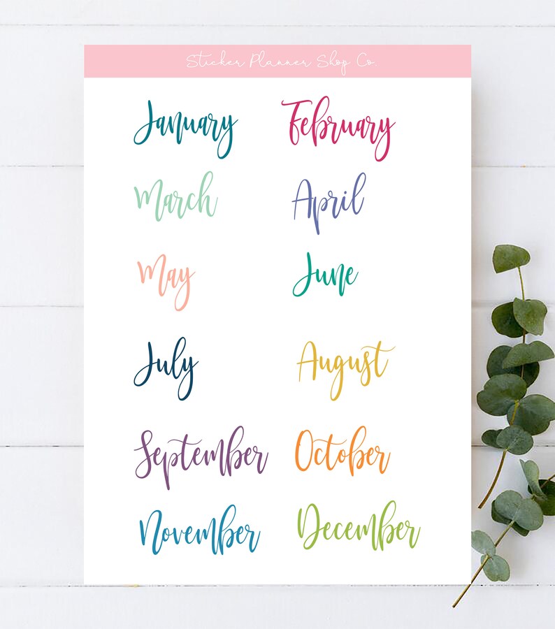 Month Script Planner Stickers Monthly Script Stickers | Etsy
