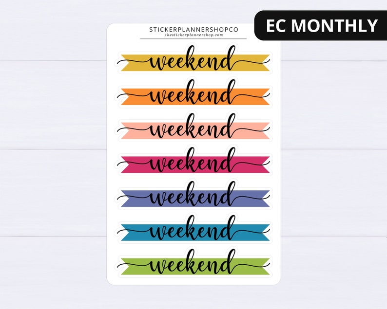 Weekend Flag Banner Stickers - 7 Stickers - Etsy