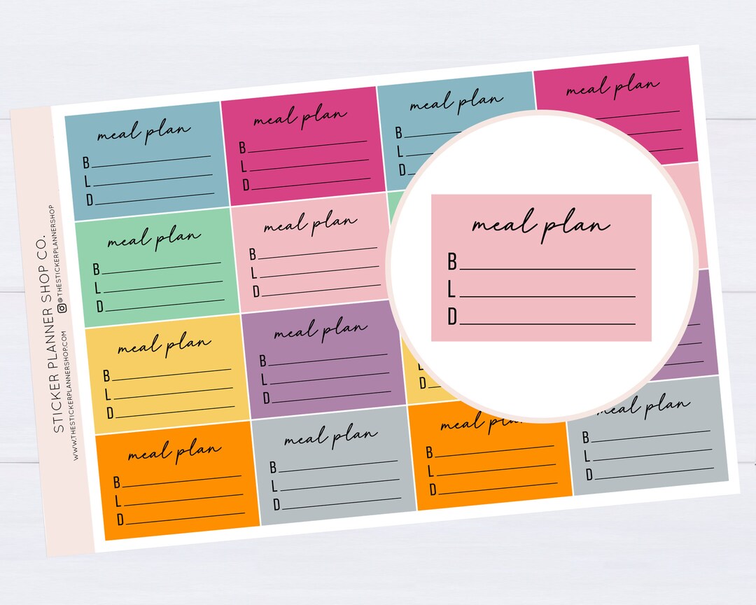 Meal Plan Box Stickers 16 Stickers - Etsy