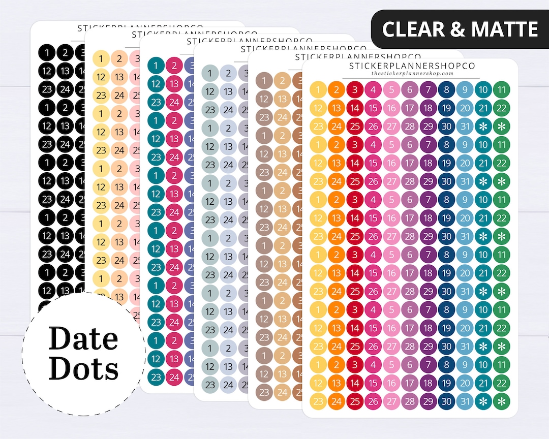 Date Dot Planner Stickers - Date Dots - Date Stickers - 198 Stickers - Etsy