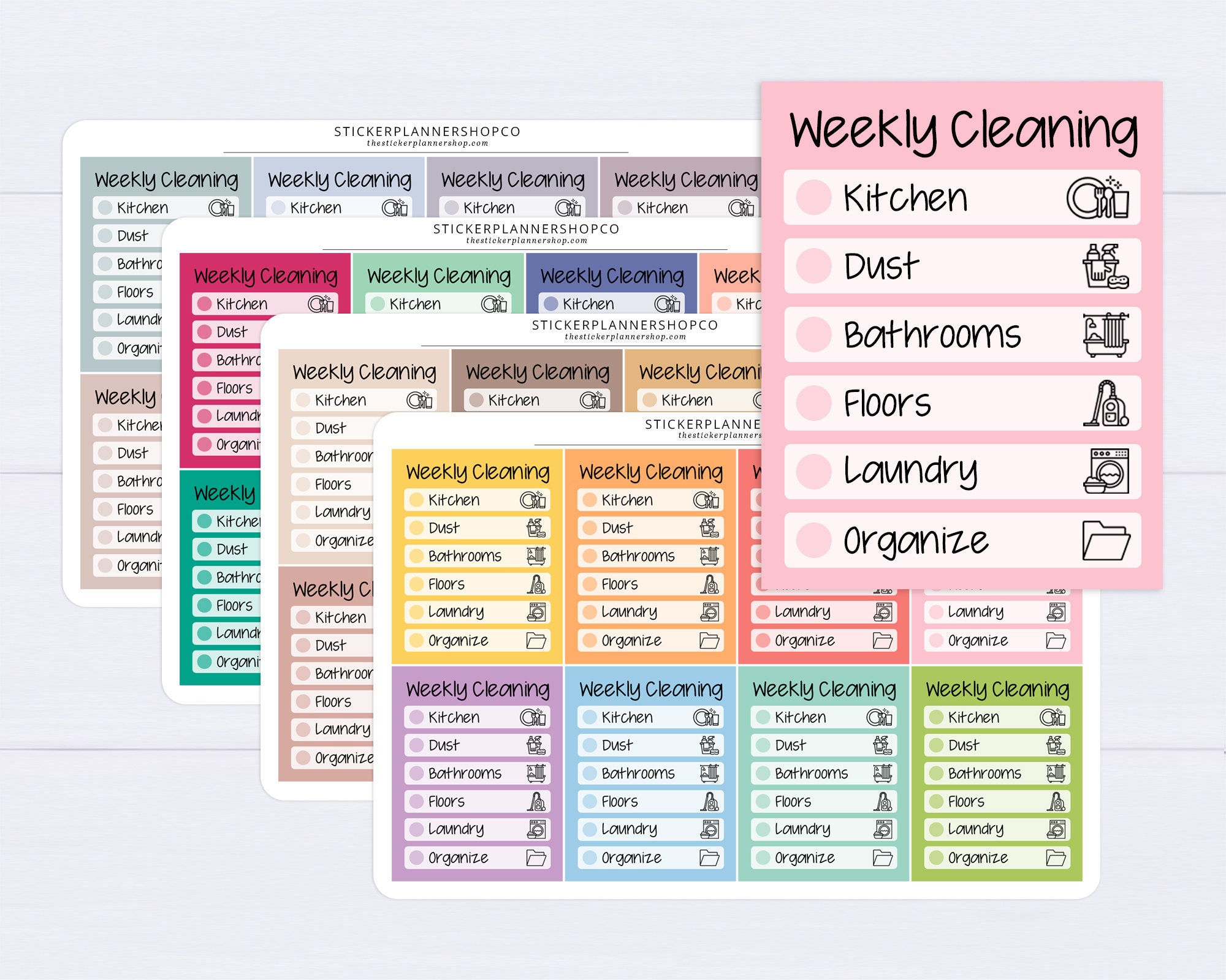 Weekly Cleaning Schedule Stickers Cleaning Routine Sticker - Etsy