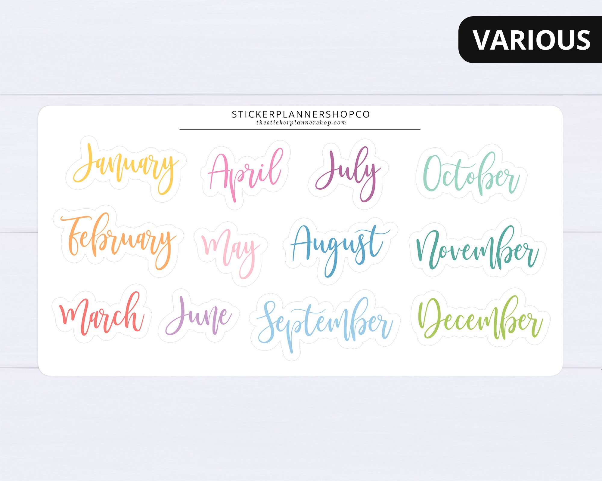 Month Script Planner Stickers Monthly Script Stickers - Etsy