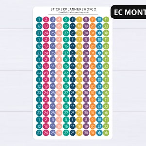 Date Dot Planner Stickers - Date Dots - Date Stickers - 198 Stickers - Etsy