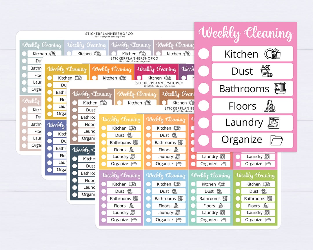 Weekly Cleaning Schedule Stickers - Cleaning Routine Sticker | House ...