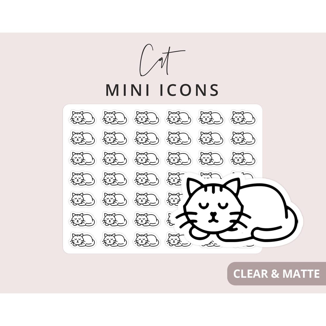 Cat Sticker - Mini Icon Stickers, Planner Icon Stickers, Minimal ...