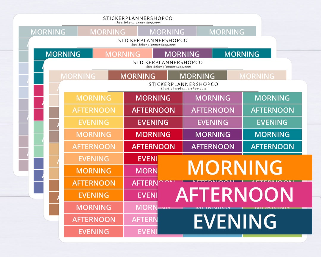 Morning Afternoon Evening Header Planner Stickers - Etsy