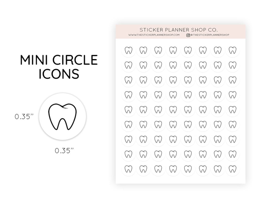 Tooth Mini Dot Icons Mini Circle Icon Tooth Planner Stickers Functional ...