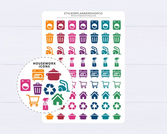 Housework Icon Stickers House Chore Stickers 63 Stickers - Etsy