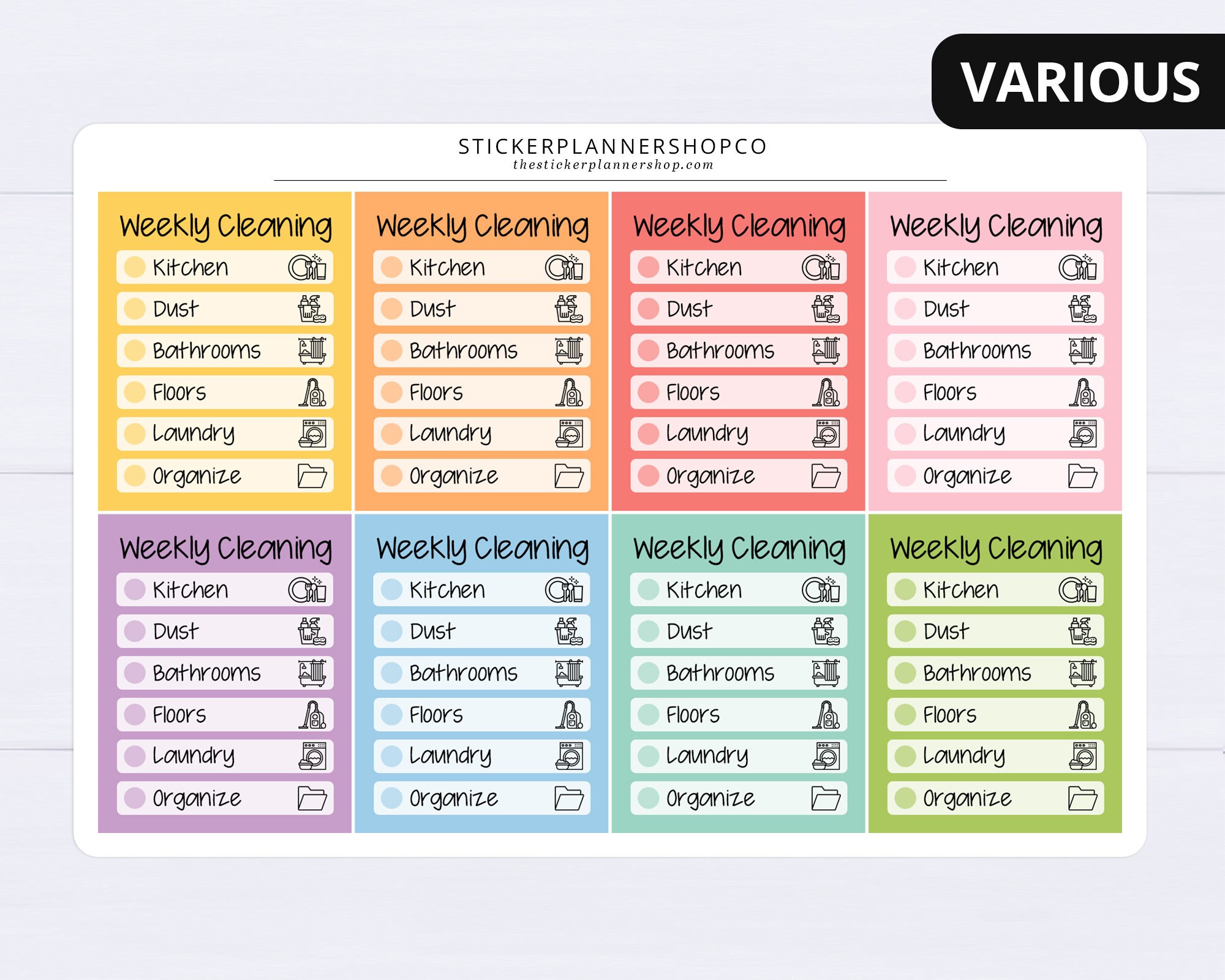 Weekly Cleaning Schedule Stickers Cleaning Routine Sticker - Etsy