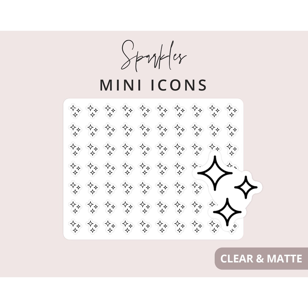 Sparkles Sticker - Mini Icon Stickers, Planner Icon Stickers, Minimal ...