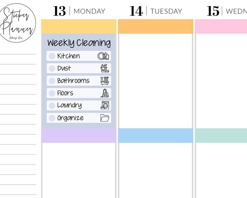 Weekly Cleaning Schedule Stickers Cleaning Routine Sticker - Etsy