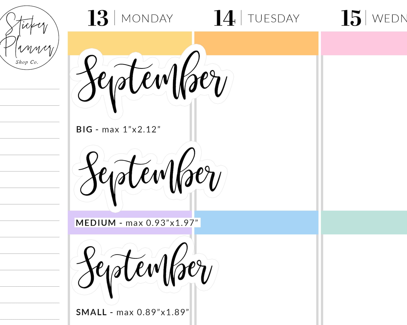 Month Script Planner Stickers - Monthly Script Stickers - Month Header ...