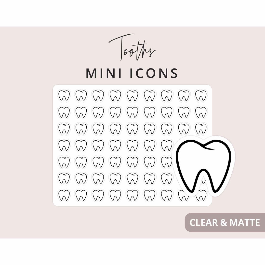 Tooth - Mini Icon Stickers, Planner Icon Stickers, Minimal & Functional ...