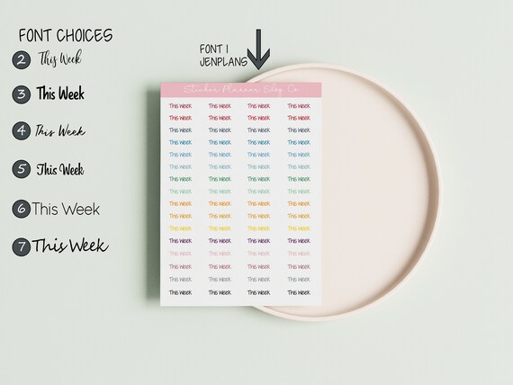 This Week Text Stickers 64 Stickers | Etsy