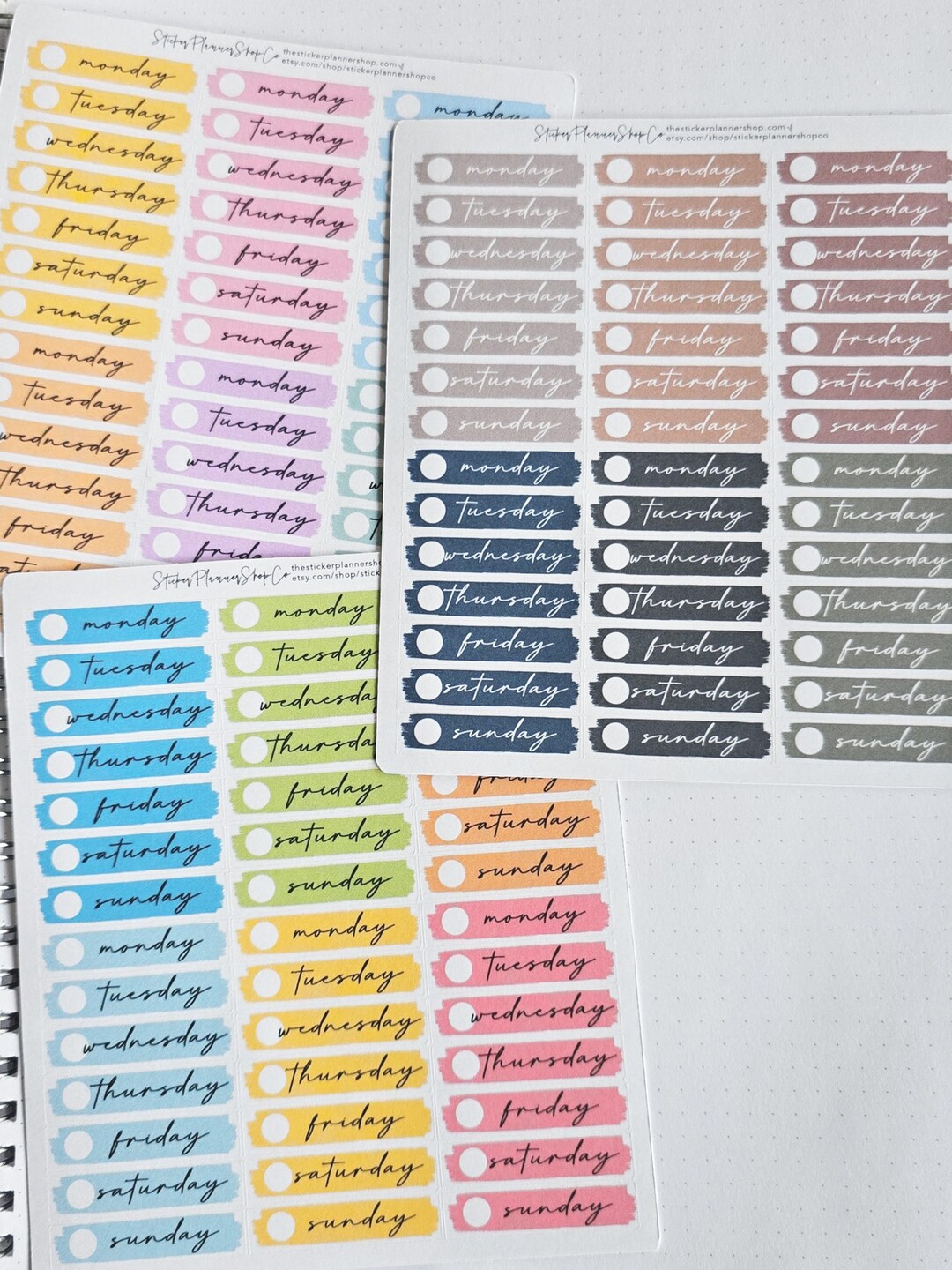 Daily Header Stickers - Days of the Week Header Stickers - Etsy