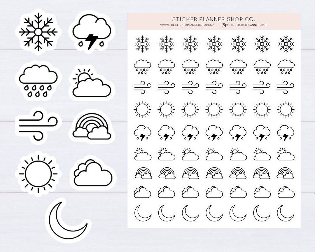 Weather Sticker - Black and White - Etsy