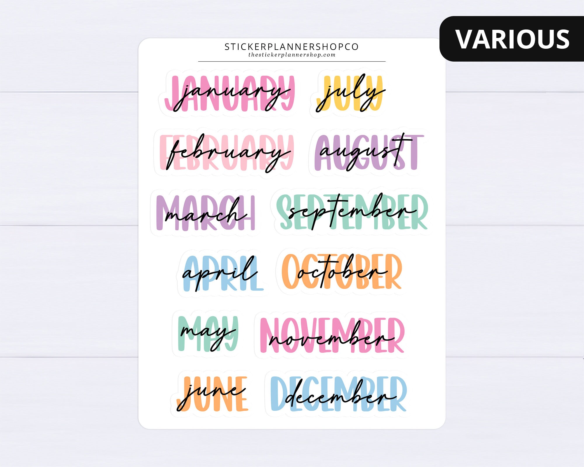 Monthly Header Stickers Months of the Year Sticker Sheet - Etsy