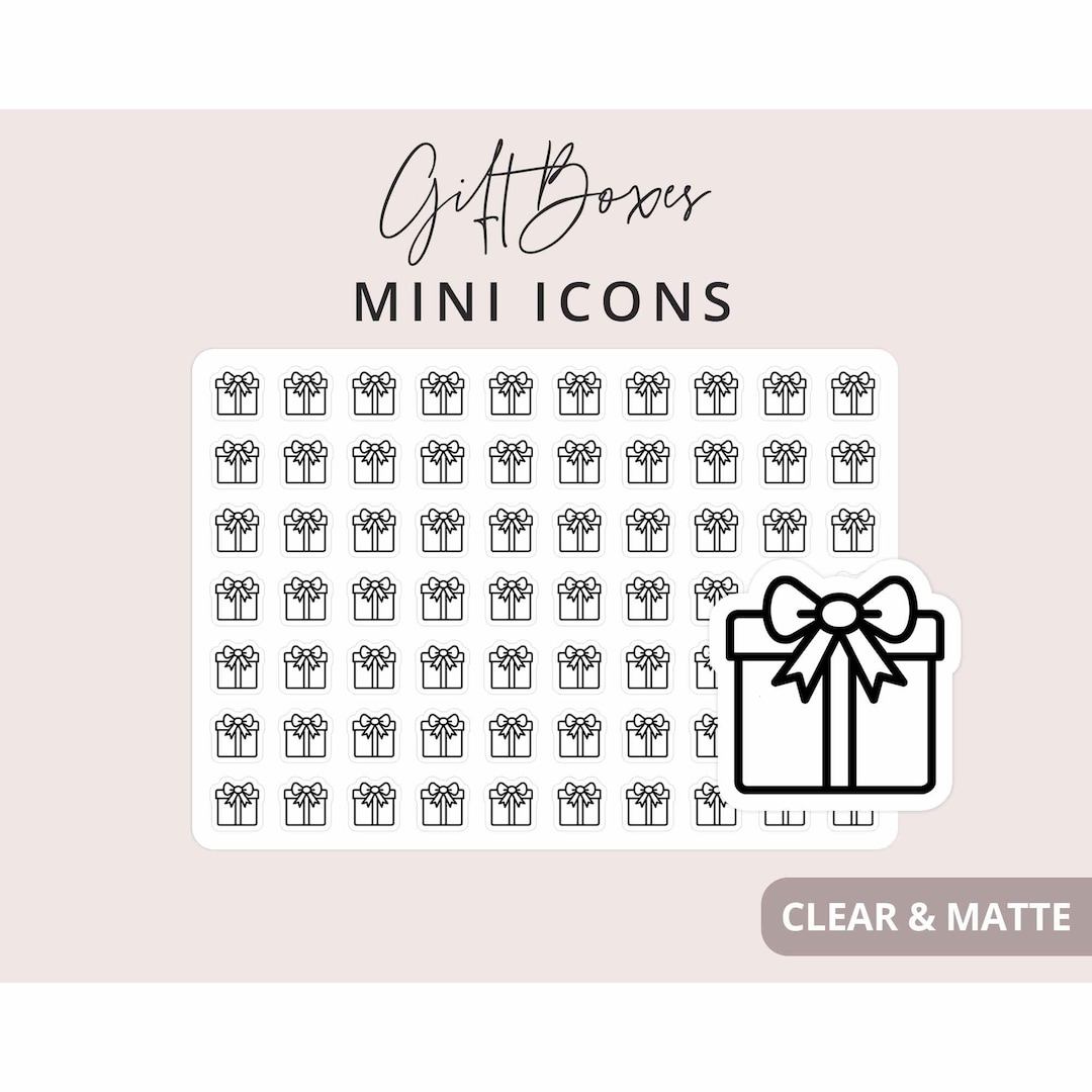Gift Box - Mini Icon Stickers, Planner Icon Stickers, Minimal ...