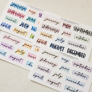 Month Header Planner Stickers Month Names Sticker Large - Etsy