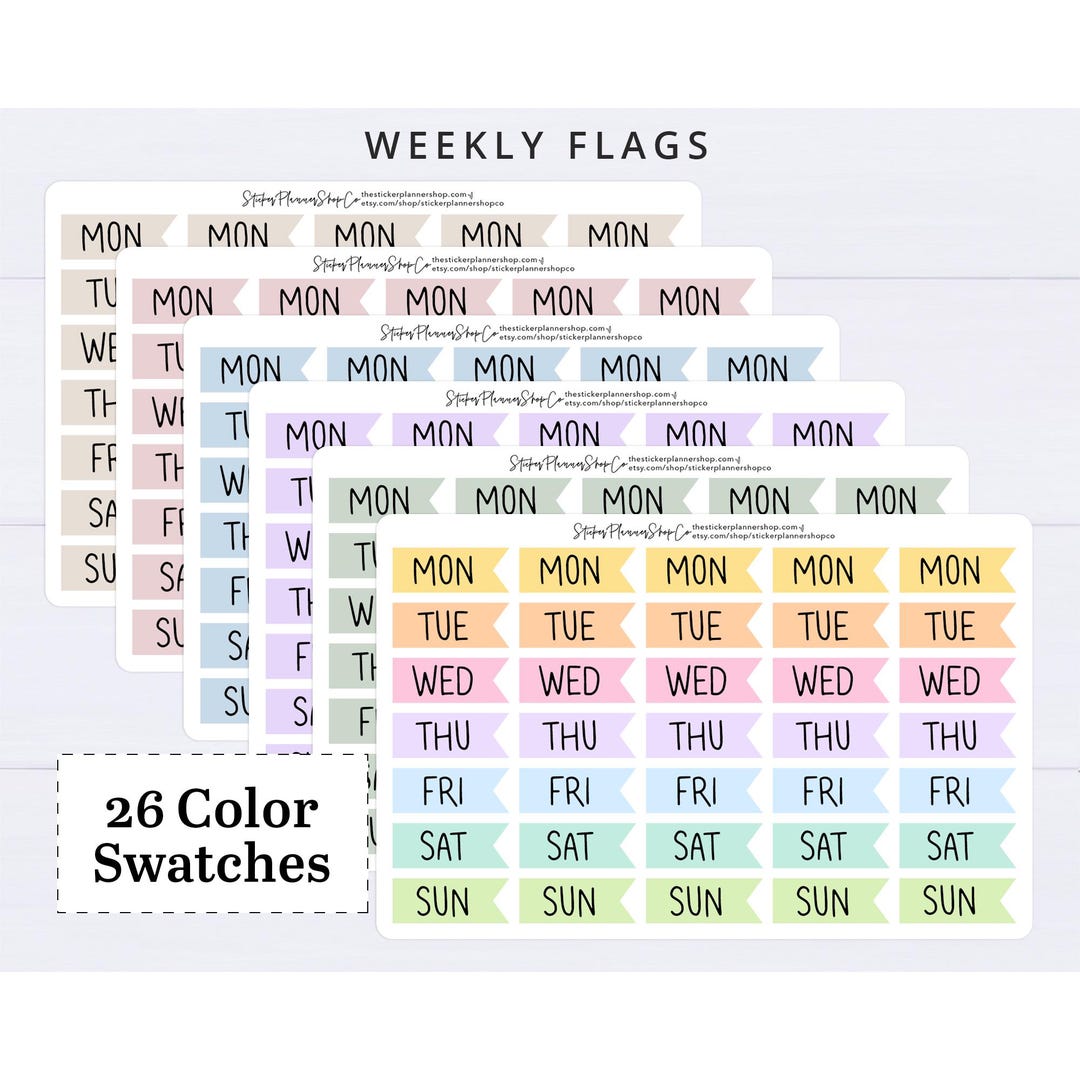 Weekly Flag Labels - 35 Stickers - 5 Weeks Worth - Etsy