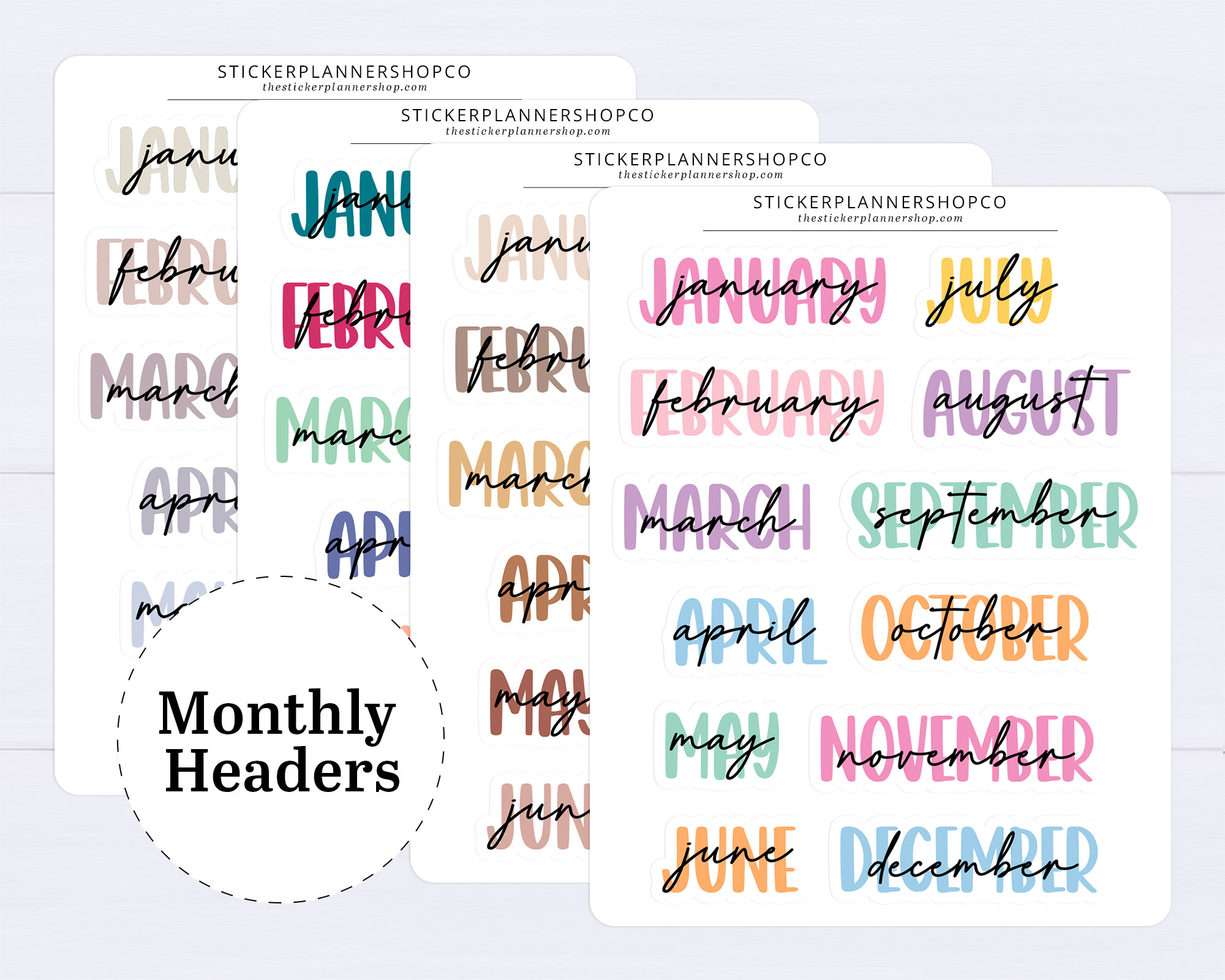 Month Header Planner Stickers Month Names Sticker Large - Etsy