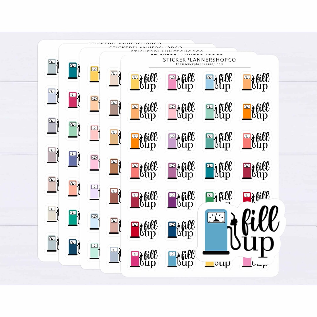 Gas Pump Planner Stickers - Fill Gas Planner Stickers - 44 Stickers ...
