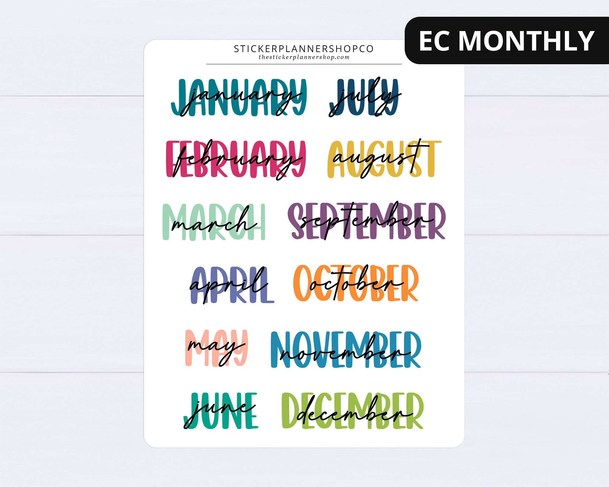 Month Header Planner Stickers Month Names Sticker Large - Etsy