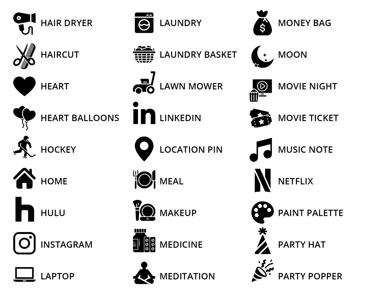 Custom Icon Sticker Sheet - 90 Stickers - Choose From 100 Icons - Etsy ...