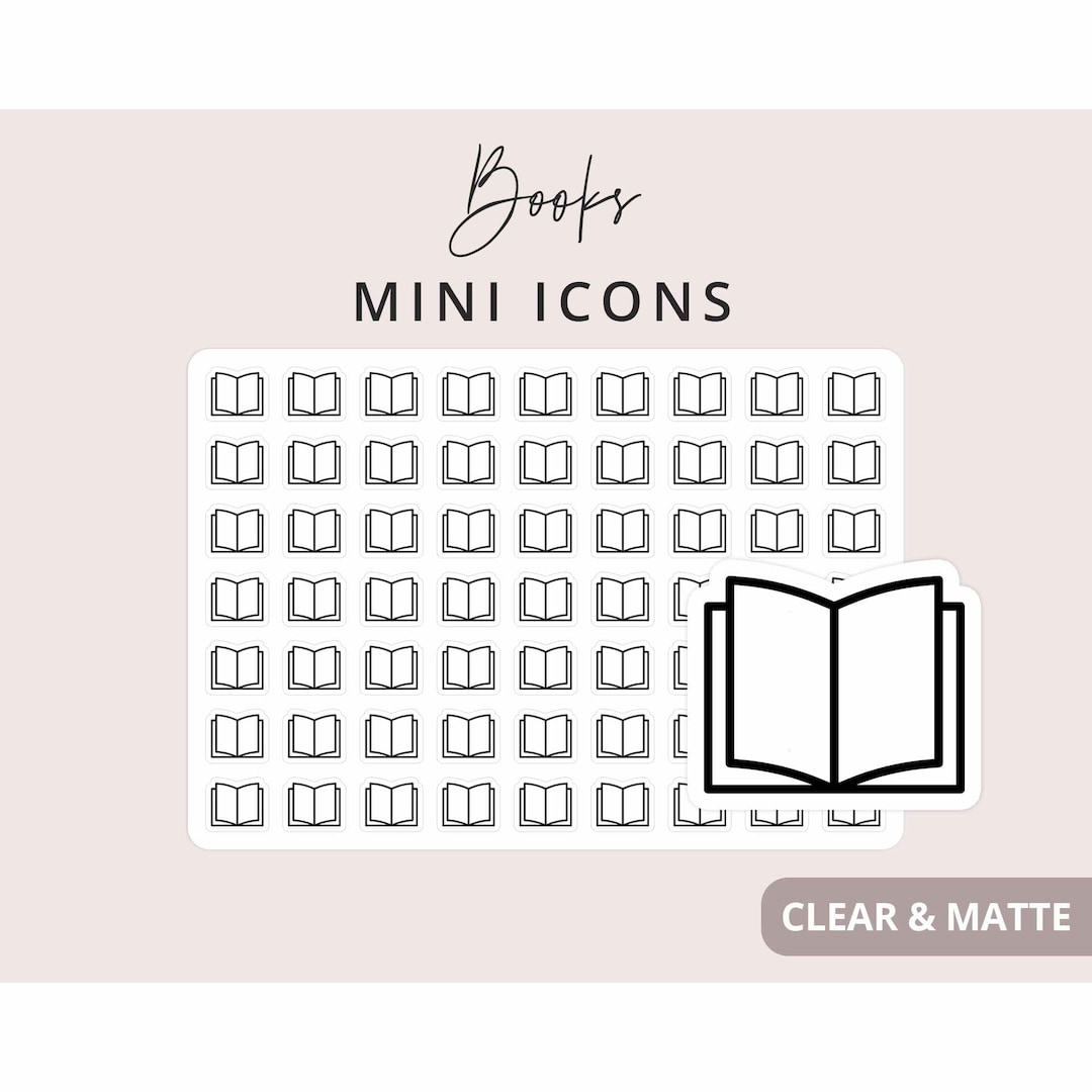 Book - Mini Icon Stickers, Planner Icon Stickers, Minimal & Functional ...