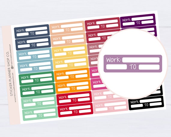Work Schedule Label Planner Stickers 32 Stickers | Etsy