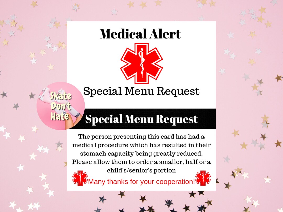 Bariatric Surgery Medical Alert Card, Small Eaters, Gastric Sleeve ...