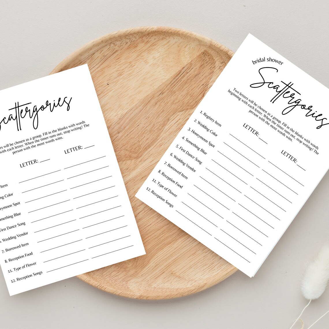 Bridal Shower Game, Printable Bridal Scattergories, Scattergories at a ...