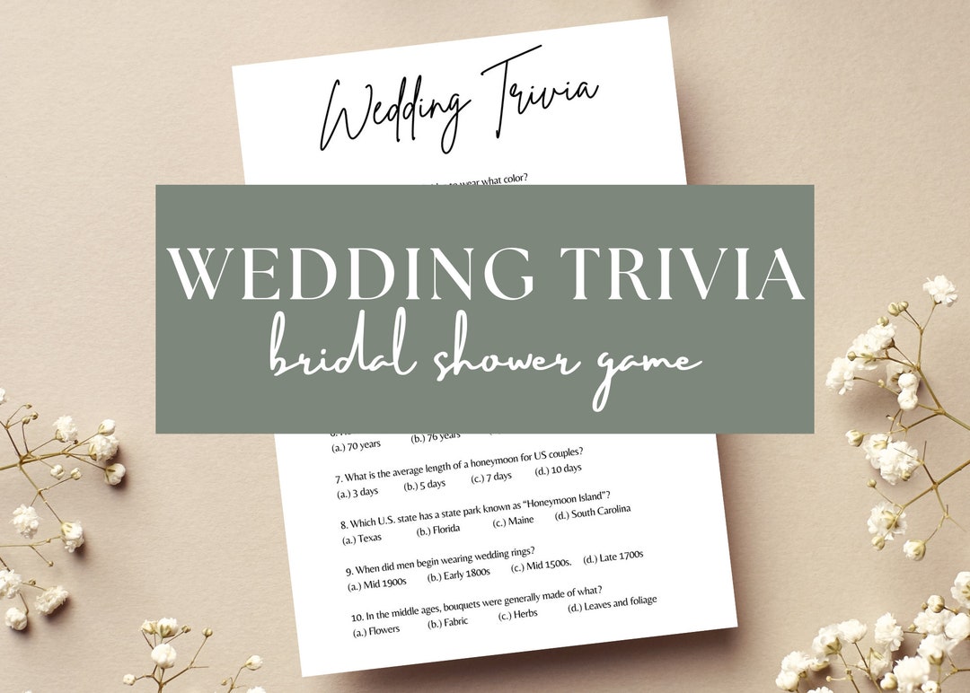 Wedding Trivia Bridal Shower Trivia Game Wedding History - Etsy