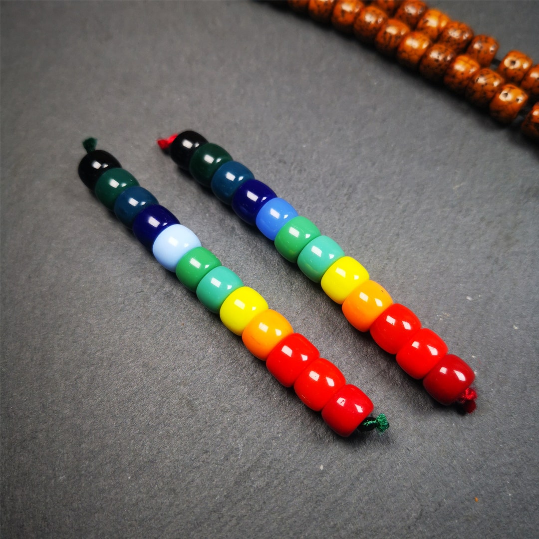 Gandhanra 1 Set of 2 Strings Sherpa Glaze Beads,marker Beads for Mala ...