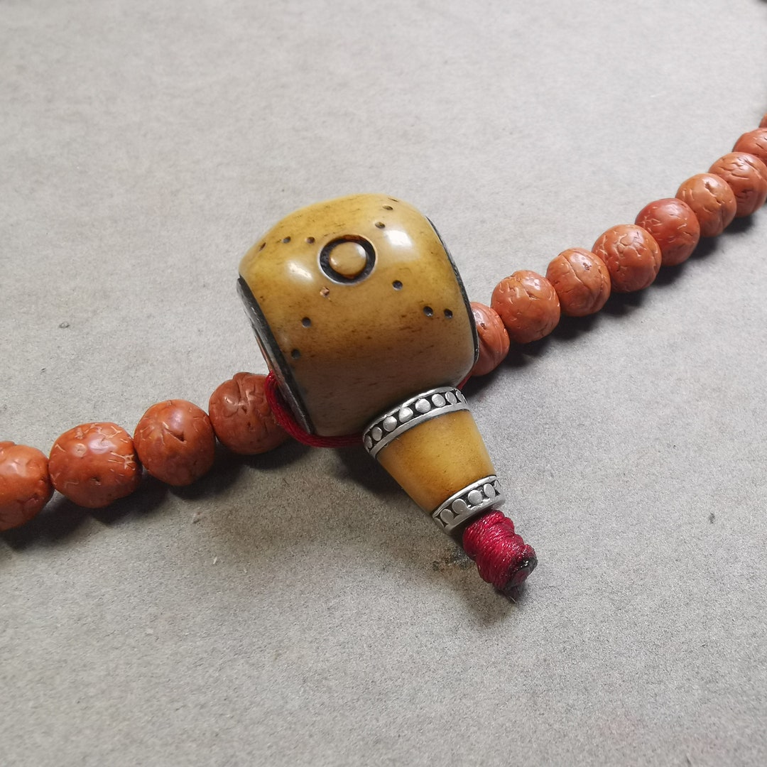 Gandhanra Tibetan Yak Bone Carved Guru Bead,t-drilled 3-hole Prayer ...